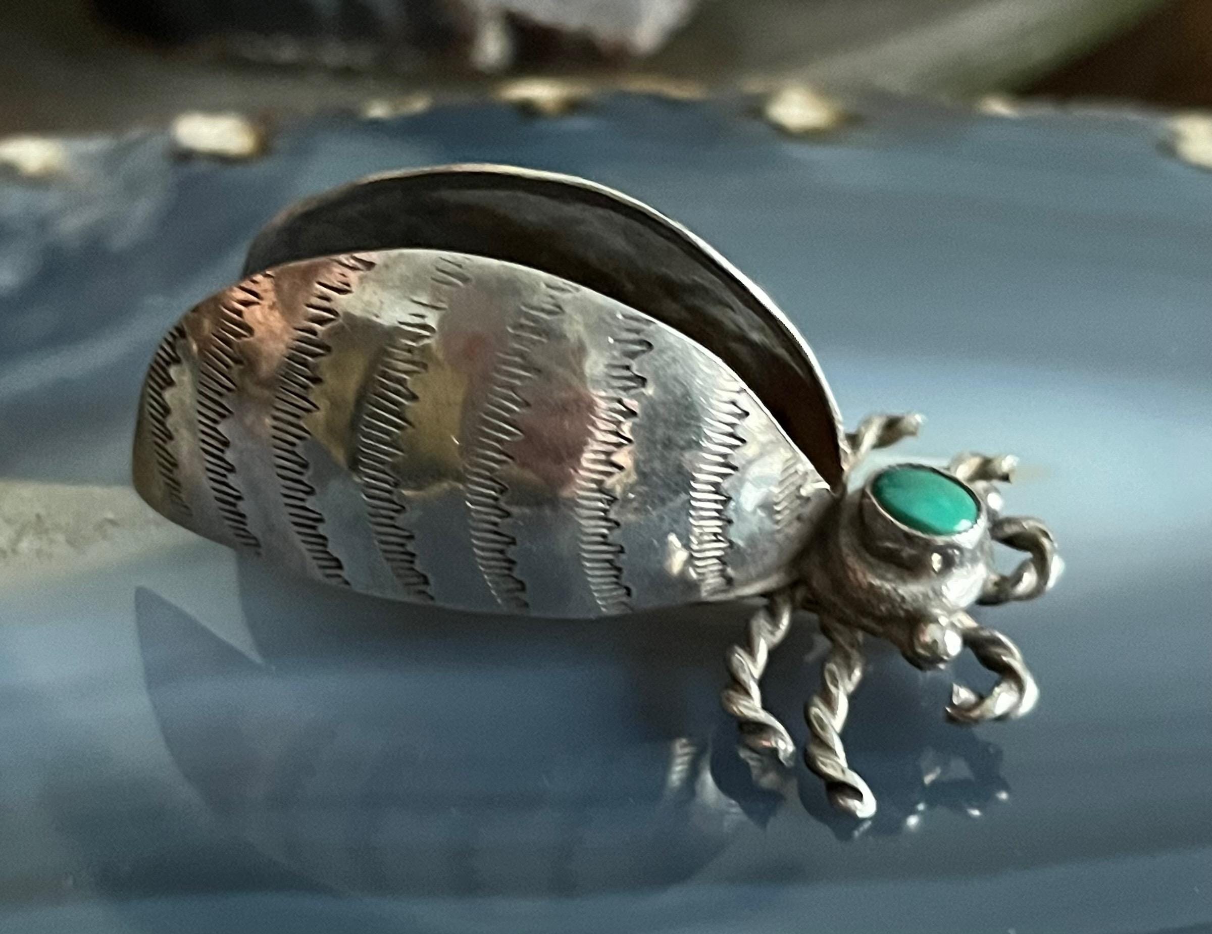 Large Vintage Navajo Native American Silver Turquoise Bug Brooch - Etsy