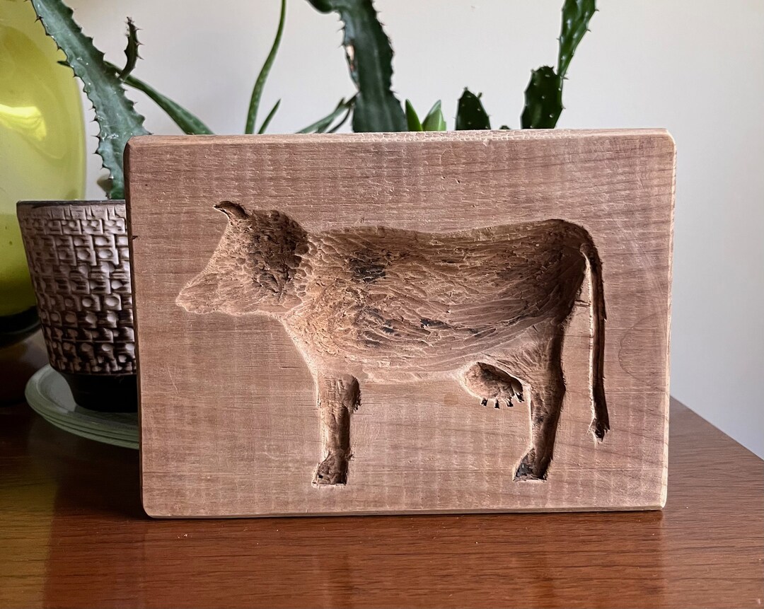 Antique Primitive Hand Carved Wooden Cow Butter Mold - Etsy