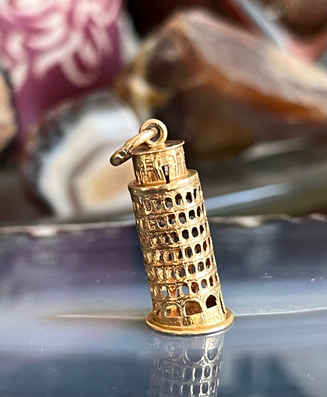 Vintage 18K Yellow Gold Leaning Tower of Pisa Charm Pendant - Etsy