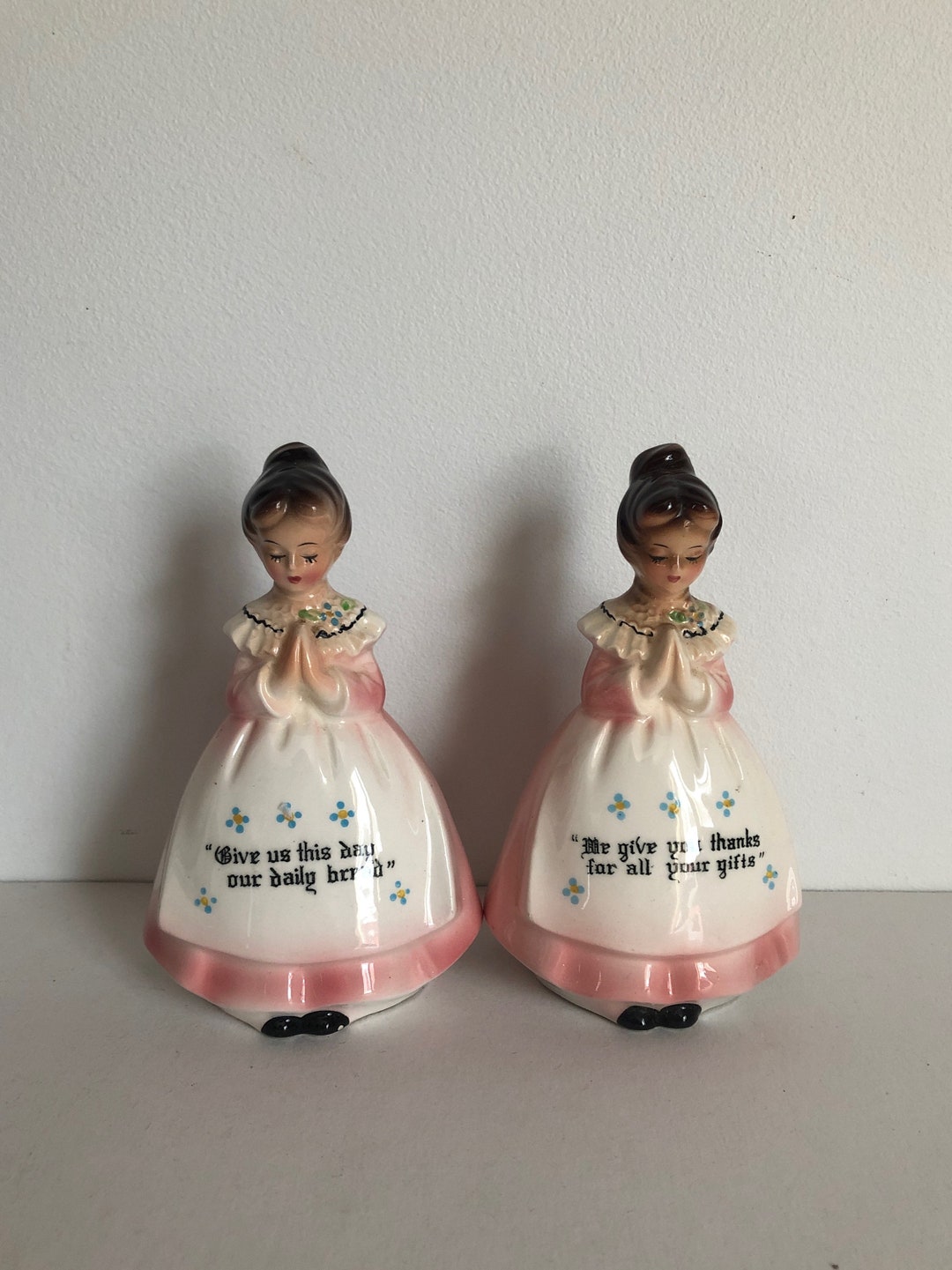 Vintage Enesco Japan Pink Prayer Lady Salt and Pepper Shakers - Etsy