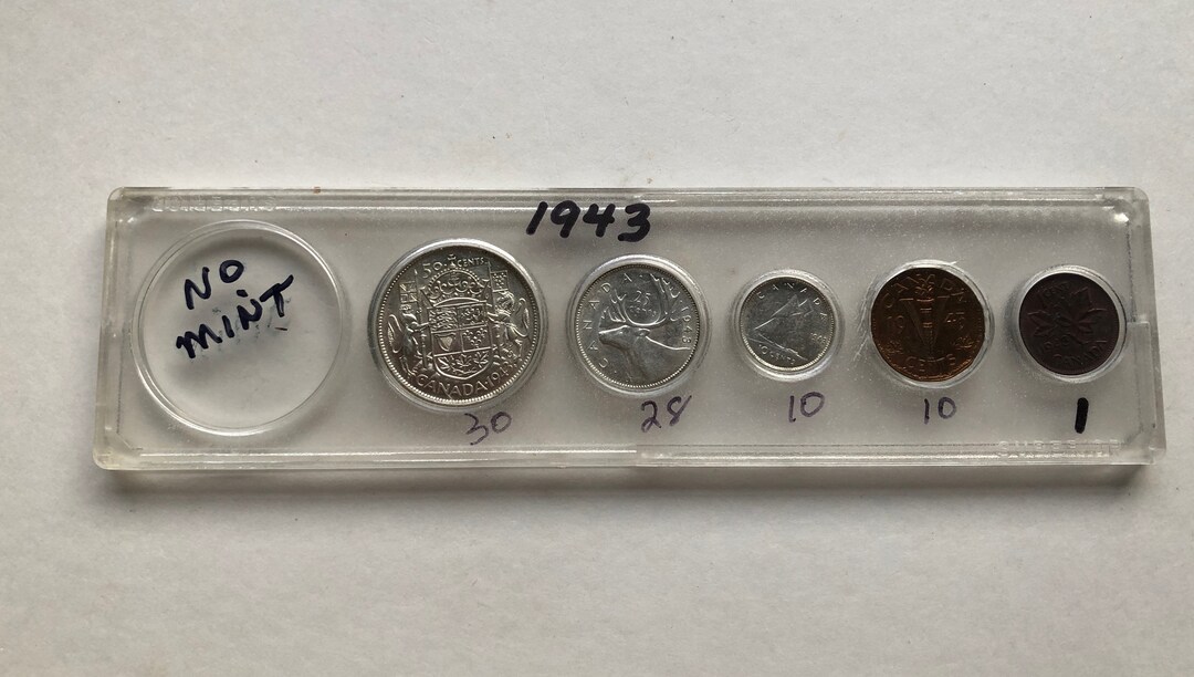 Vintage 1943 Canadian 80% Silver Coin Set - Etsy