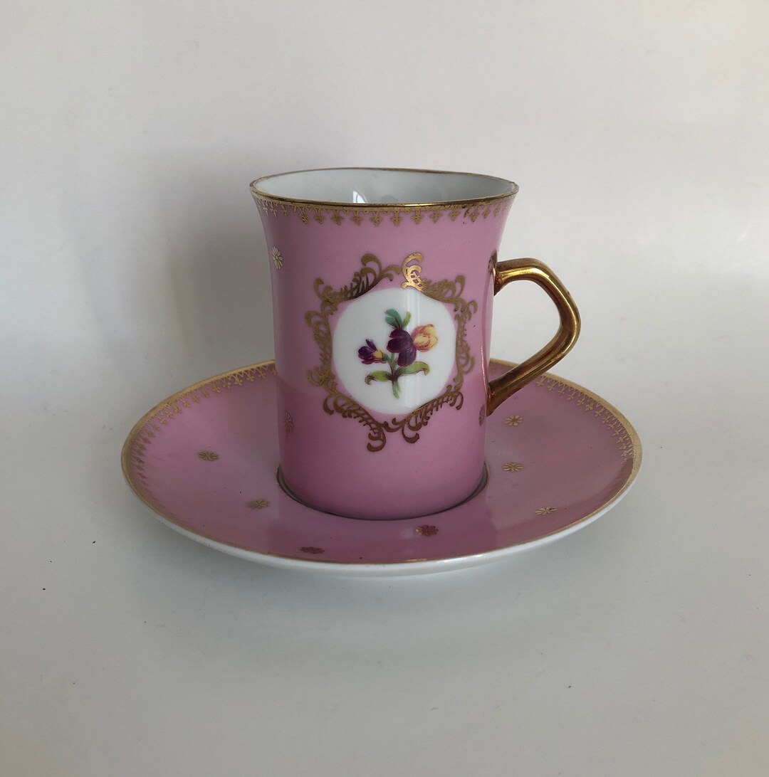 Vintage German Bavarian Pink Demitasse Cocoa Cup and Saucer - Etsy