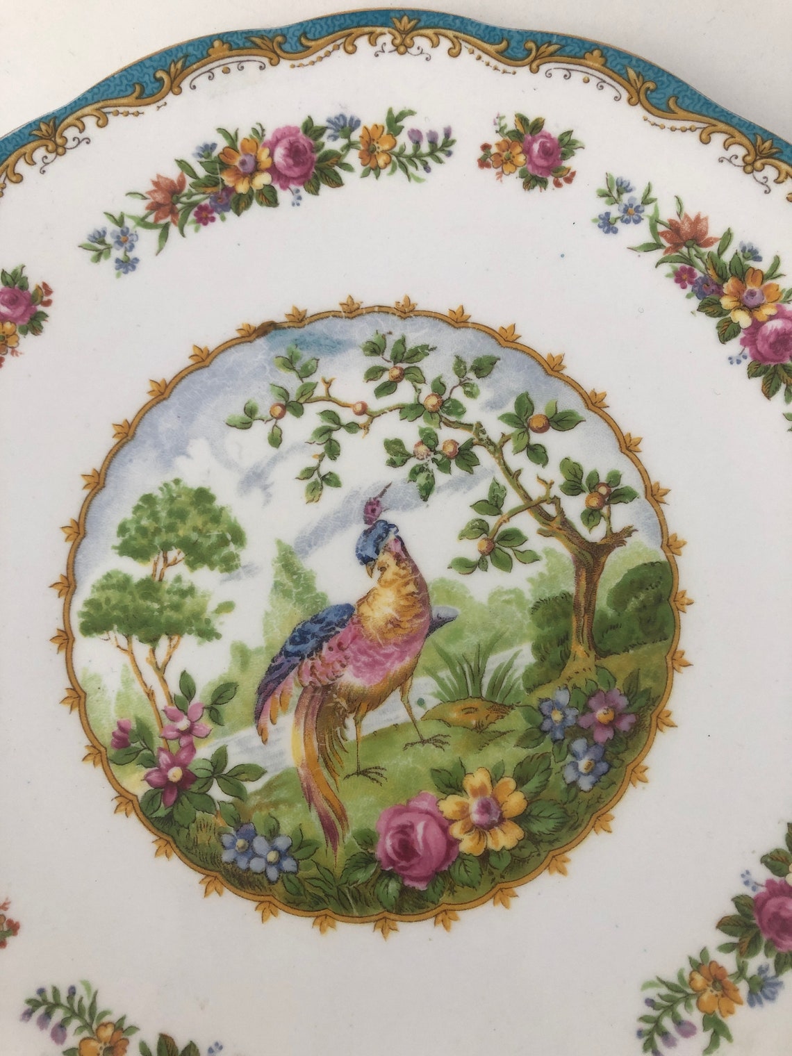 Vintage Royal Albert English Bone China Turquoise Chelsea Bird - Etsy