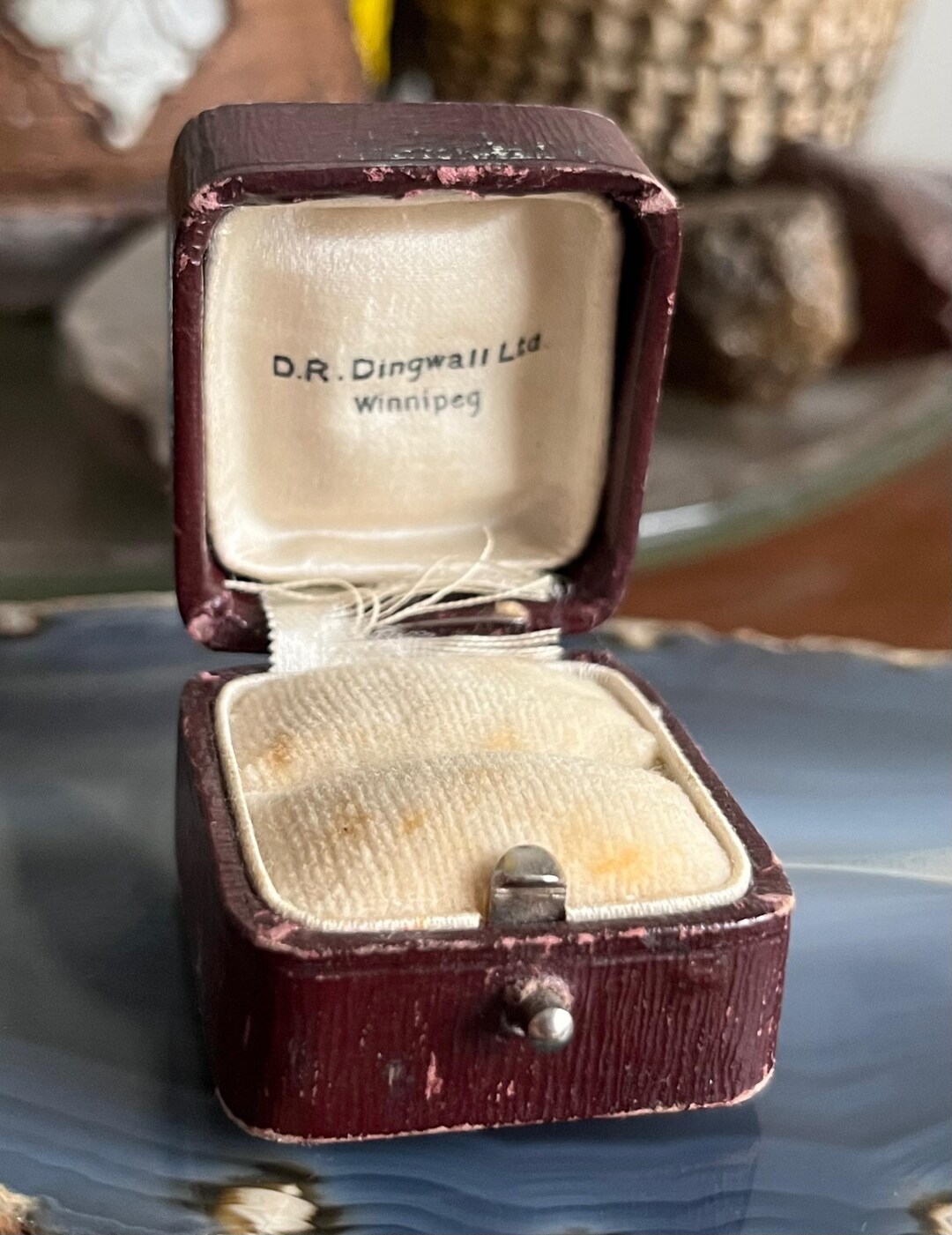 Antique DR Dingwall Pre Birks Leather Velvet Silk Push Button Ring ...