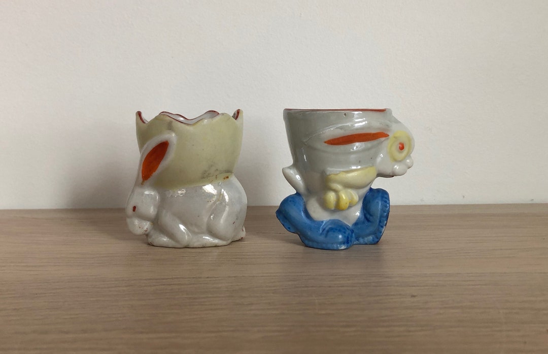 Set of 2 Vintage 1930s Japan Lustreware Rabbit Bunny Egg Cups - Etsy