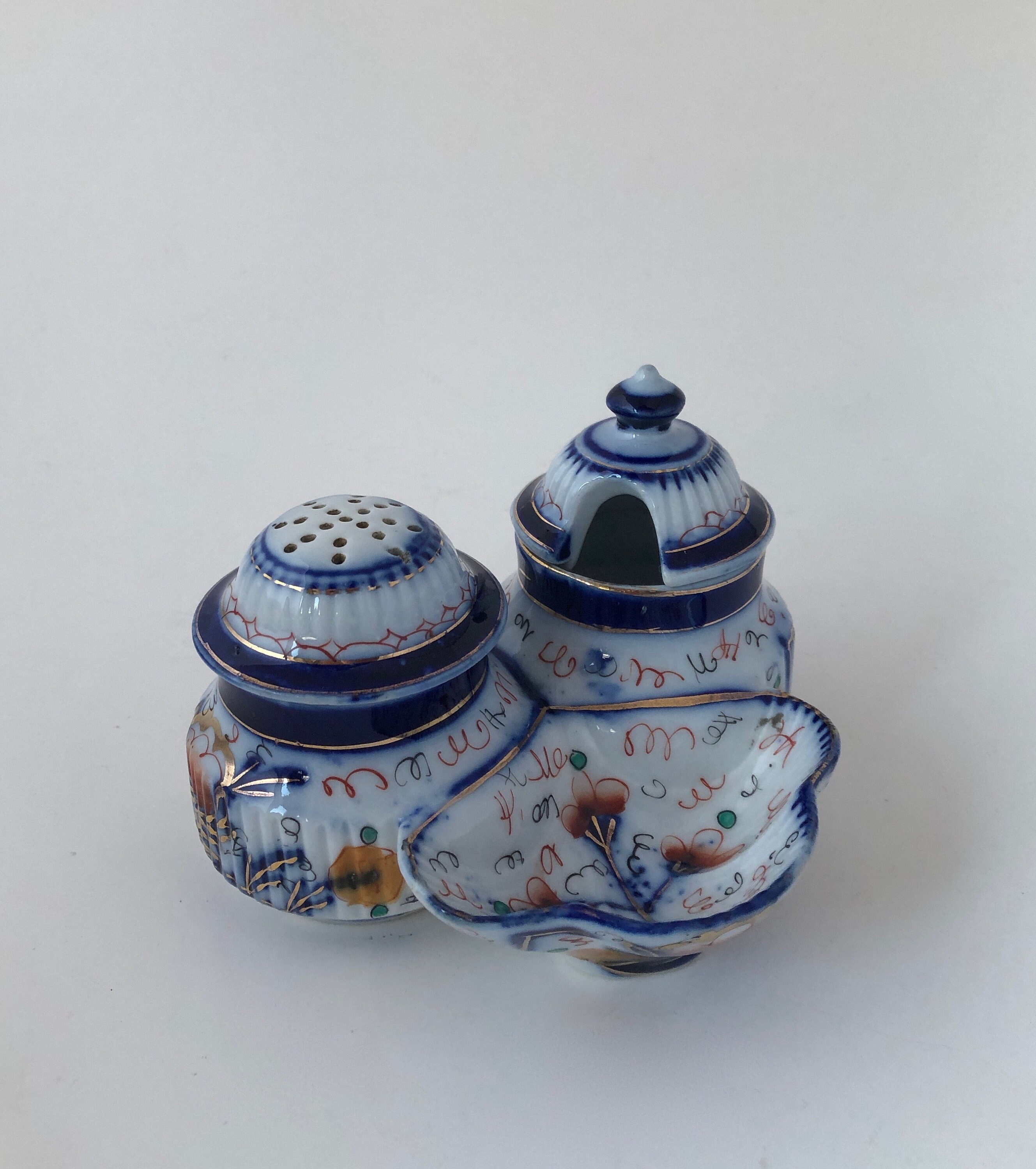 Antique German Continental Imari Porcelain Condiment Set Open - Etsy UK