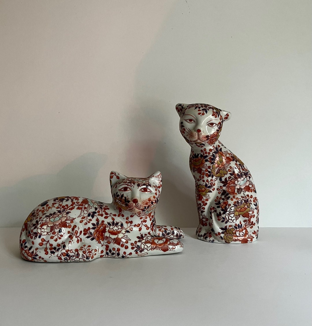 Antique Japanese Porcelain Imari Cat Figurines Statues - Etsy