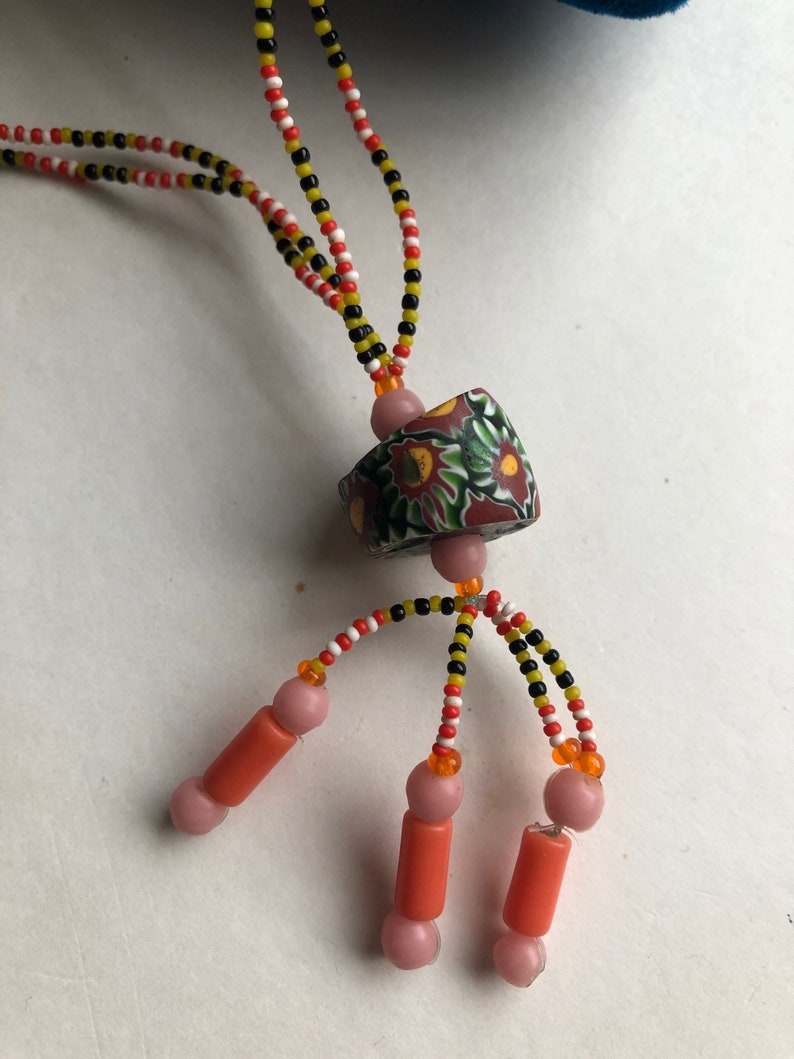 Antique Art Deco Long Flapper Glass Necklace Venetian African | Etsy