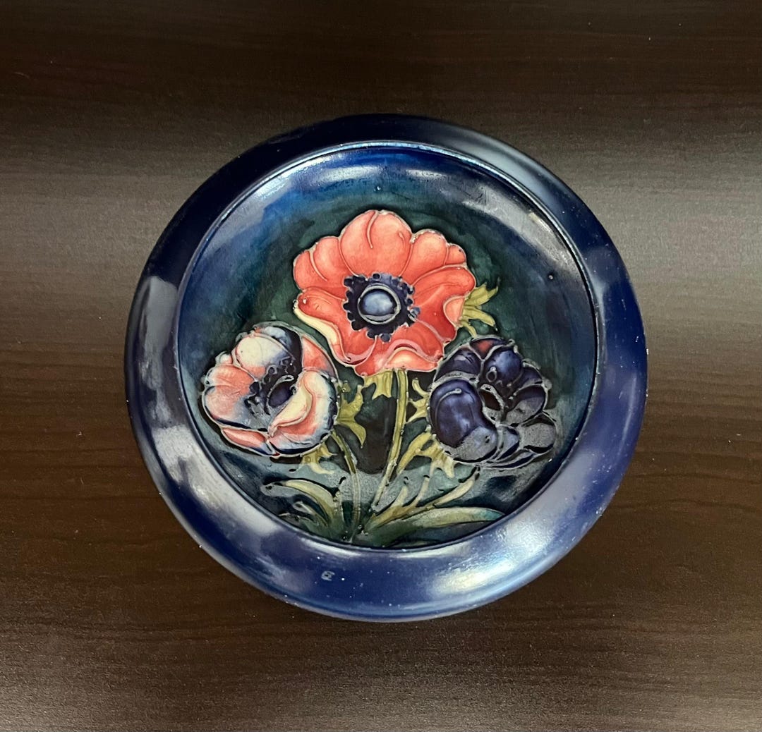 Vintage Cobalt Blue Moorcroft Pottery Anemone Bowl AS FOUND - Etsy