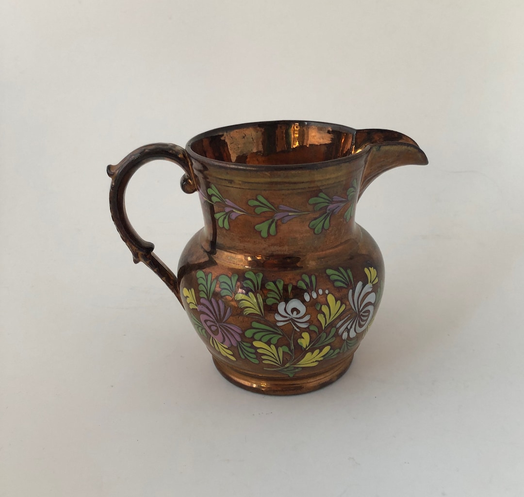 Antique Victorian Copper Luster Lustre Floral Enamelled Milk Pitcher - Etsy