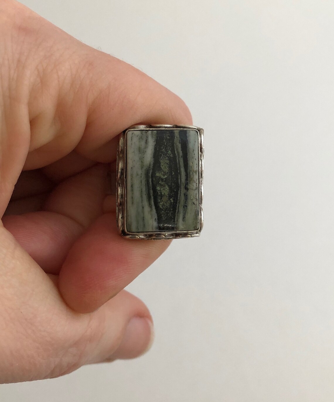 Vintage Large Boho Sterling Silver Zebra Agate Statement Ring | Etsy