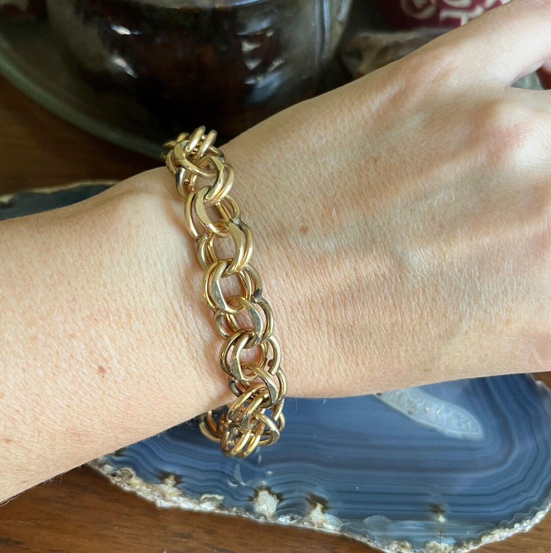 Vintage Ladies 1/20th 12K Gold Filled Heavy Double Link Bracelet - Etsy