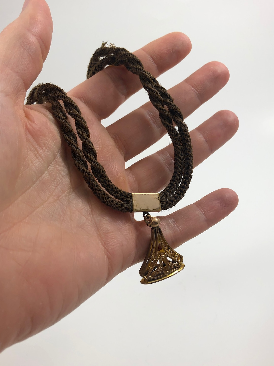 Antique Victorian Hair Watch Chain With Gold Plated Fob - Etsy