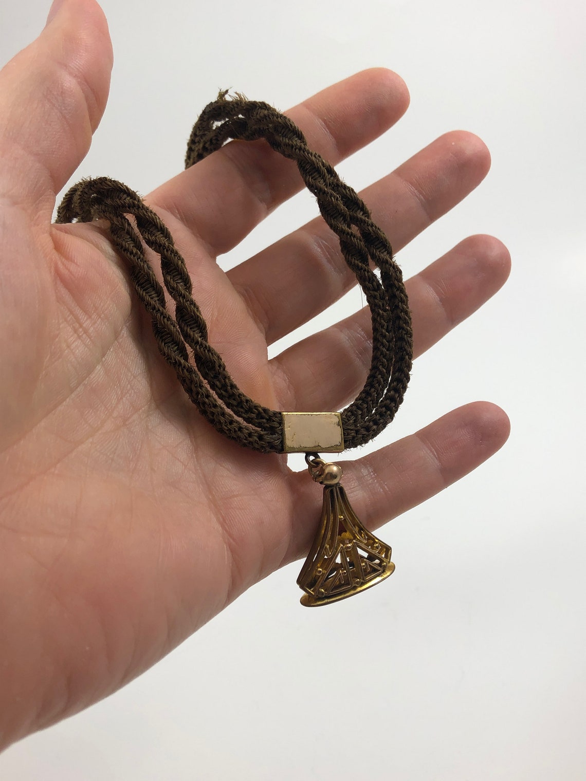 Antique Victorian Hair Watch Chain With Gold Plated Fob - Etsy