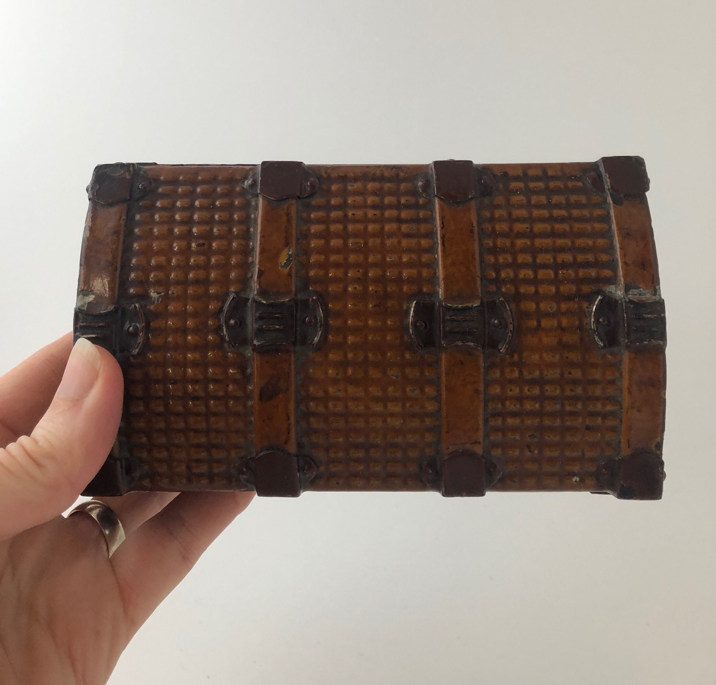 Victorian Era Salesman Sample Steel Doll Sized Trunk Jones Brothers and ...