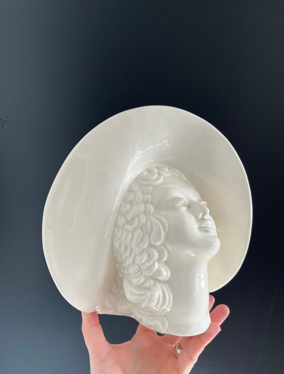 Large Vintage Art Deco White Ceramic Lady Head Vase - Etsy