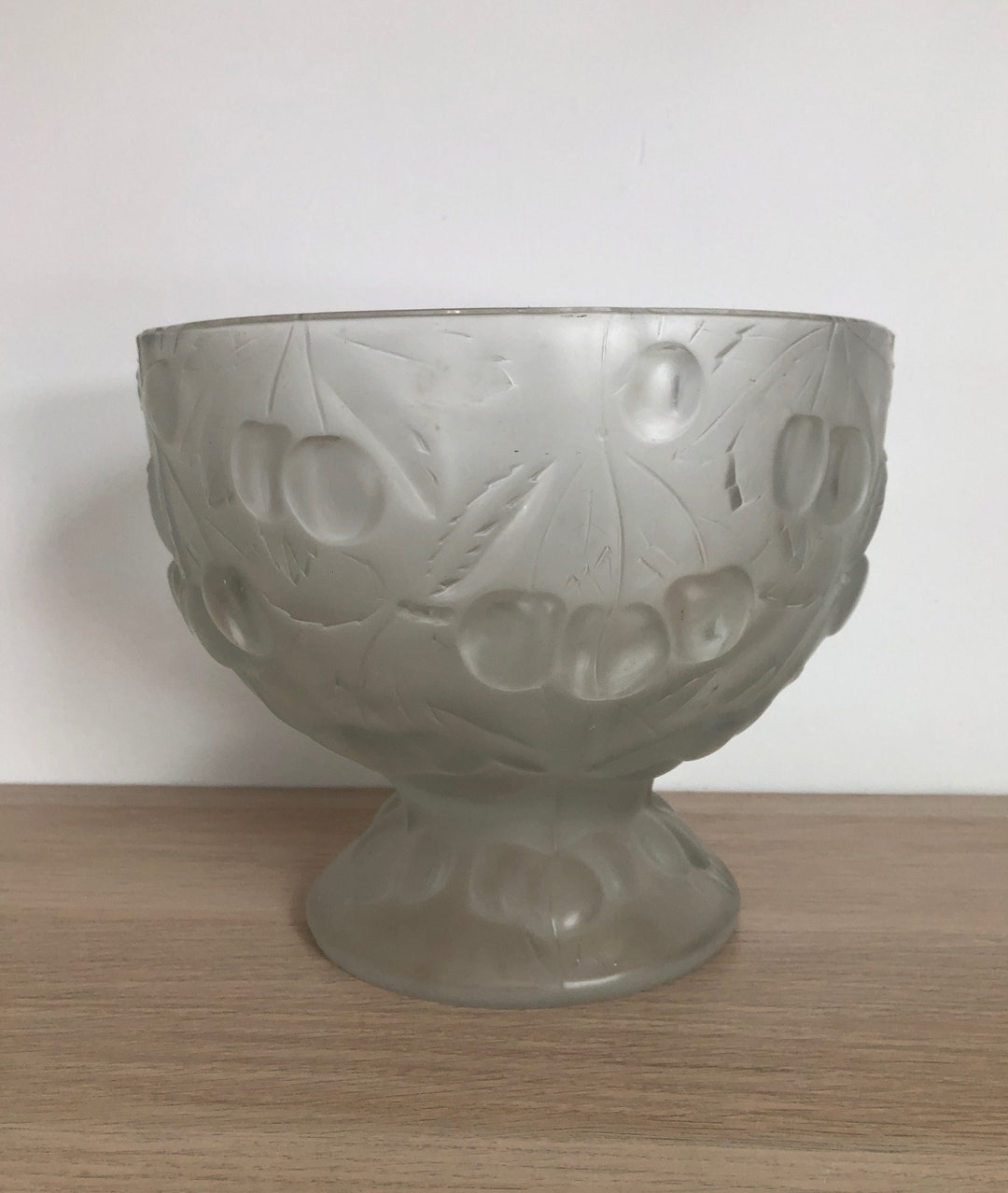 Vintage 1940s Joseph Inwald Barolac Czech Glass Satin Cherry Cherries ...