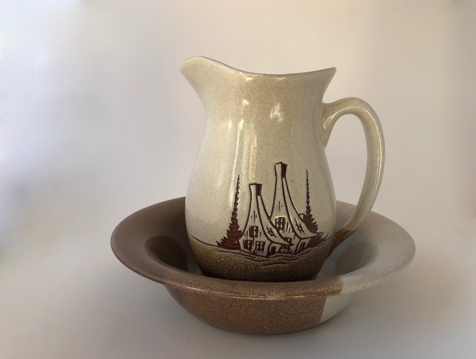 Vintage Quebec Studio Ceramic Pottery Basin and Pitcher Jug | Etsy