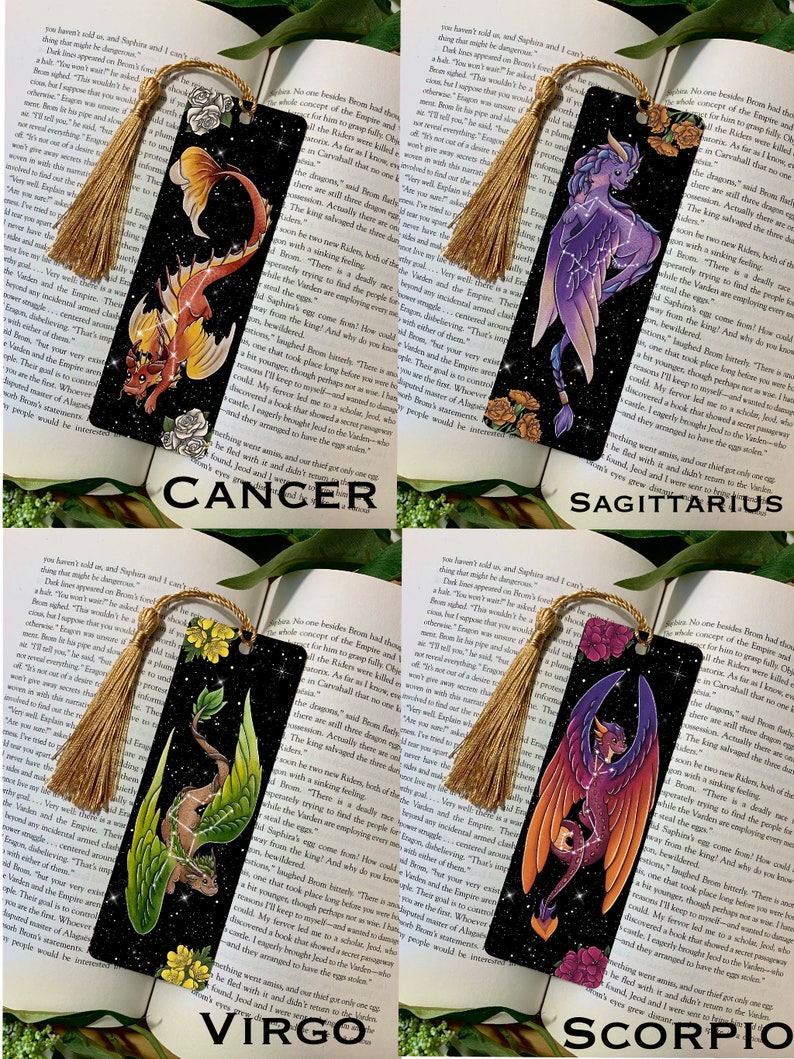 Zodiac Dragon Bookmarks Dragon Books Fantasy Books - Etsy