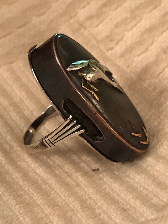 Antique Japanese Shakudo ring - Gem