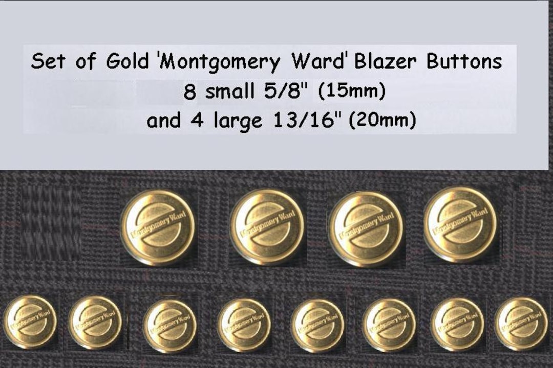 1 Set of Blazer Buttons Gold Metal Montgomery Ward Quality Blazer ...