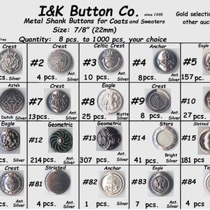16 to 1000 Pcs. Metal 7/8 Buttons Antique Silver Gold - Etsy