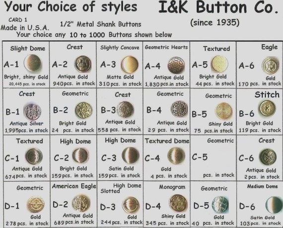 10 to 1000 Pcs. 1/2 Metal Small Buttons Your Choice 35 - Etsy