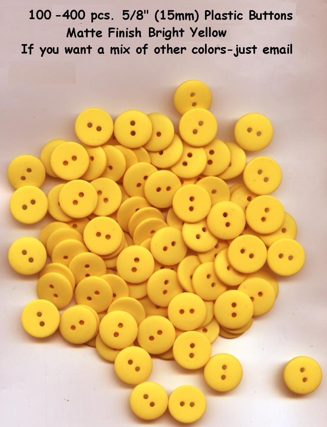 100 5/8 Buttons Bright Yellow Matte Finish Flat Back for Clothing ...