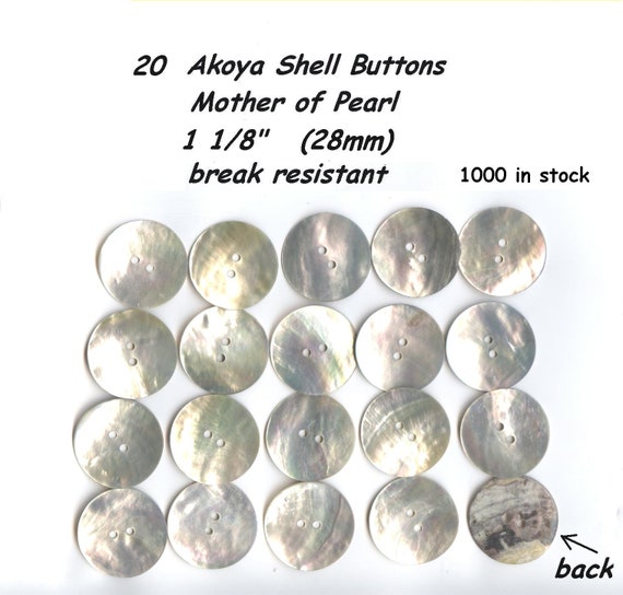 20 Akoya Shell 1 1/8 Mother of Pearl Buttons 28mm 45L | Etsy