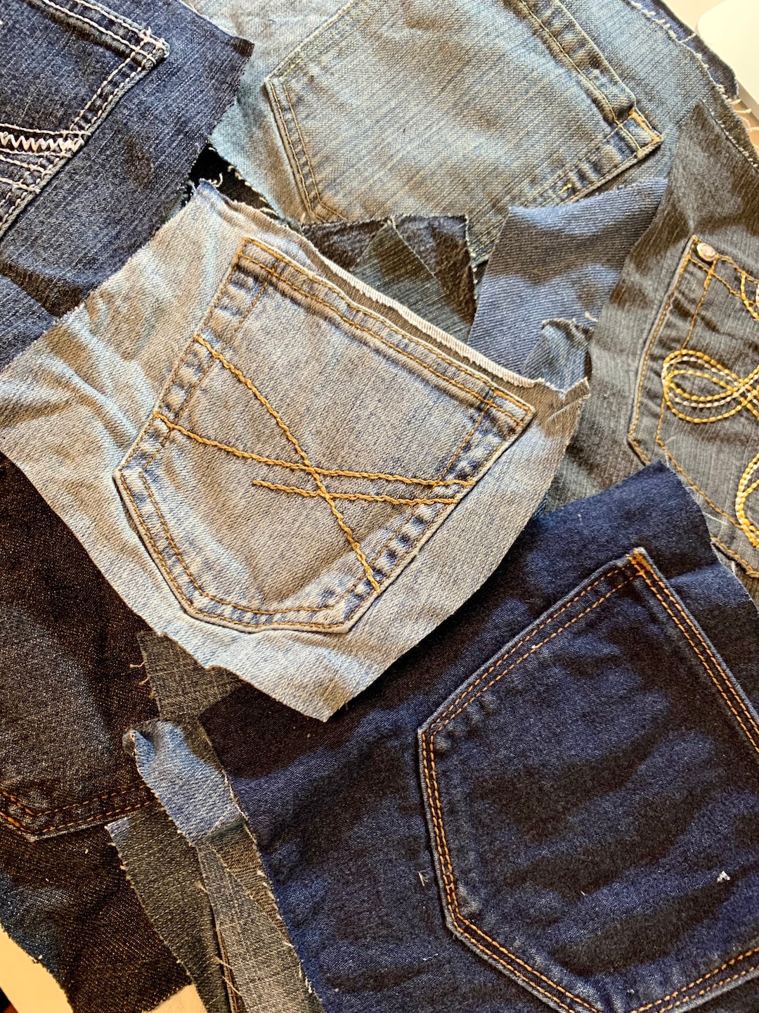 Repurposed Denim Back Pockets Blue Jean Scraps - Etsy