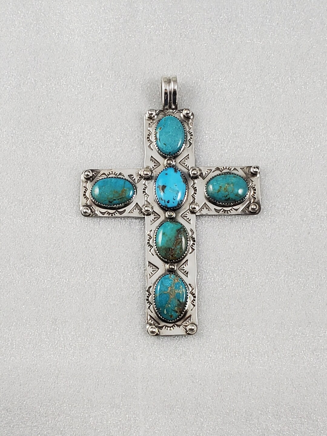Gorgeous 6 Stone, Turquoise Cross, Sterling Silver Cross, Excellent ...