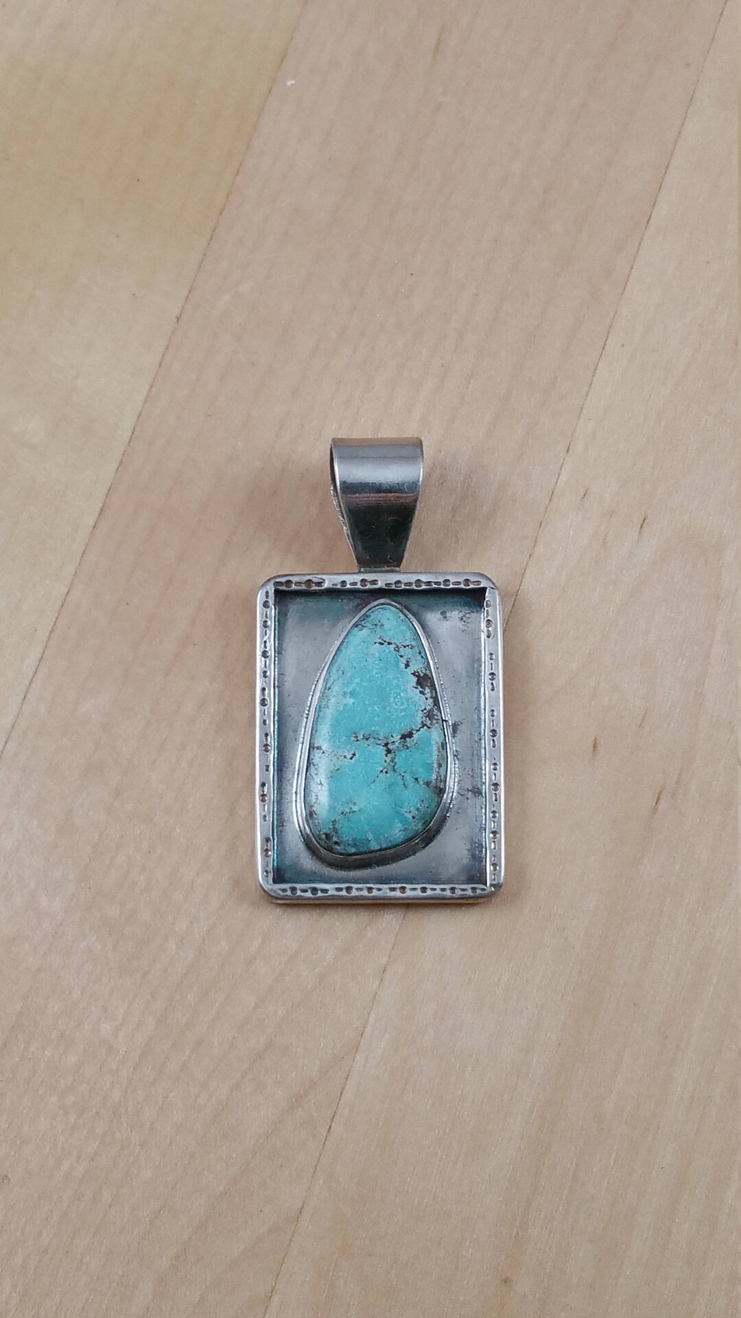 White Water Turquoise Free Form Shadow Box Pendant in Sterling Silver ...