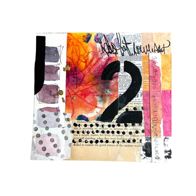 Number 2 Mixed Media Collage Art, 2nd Anniversary Gift - Etsy