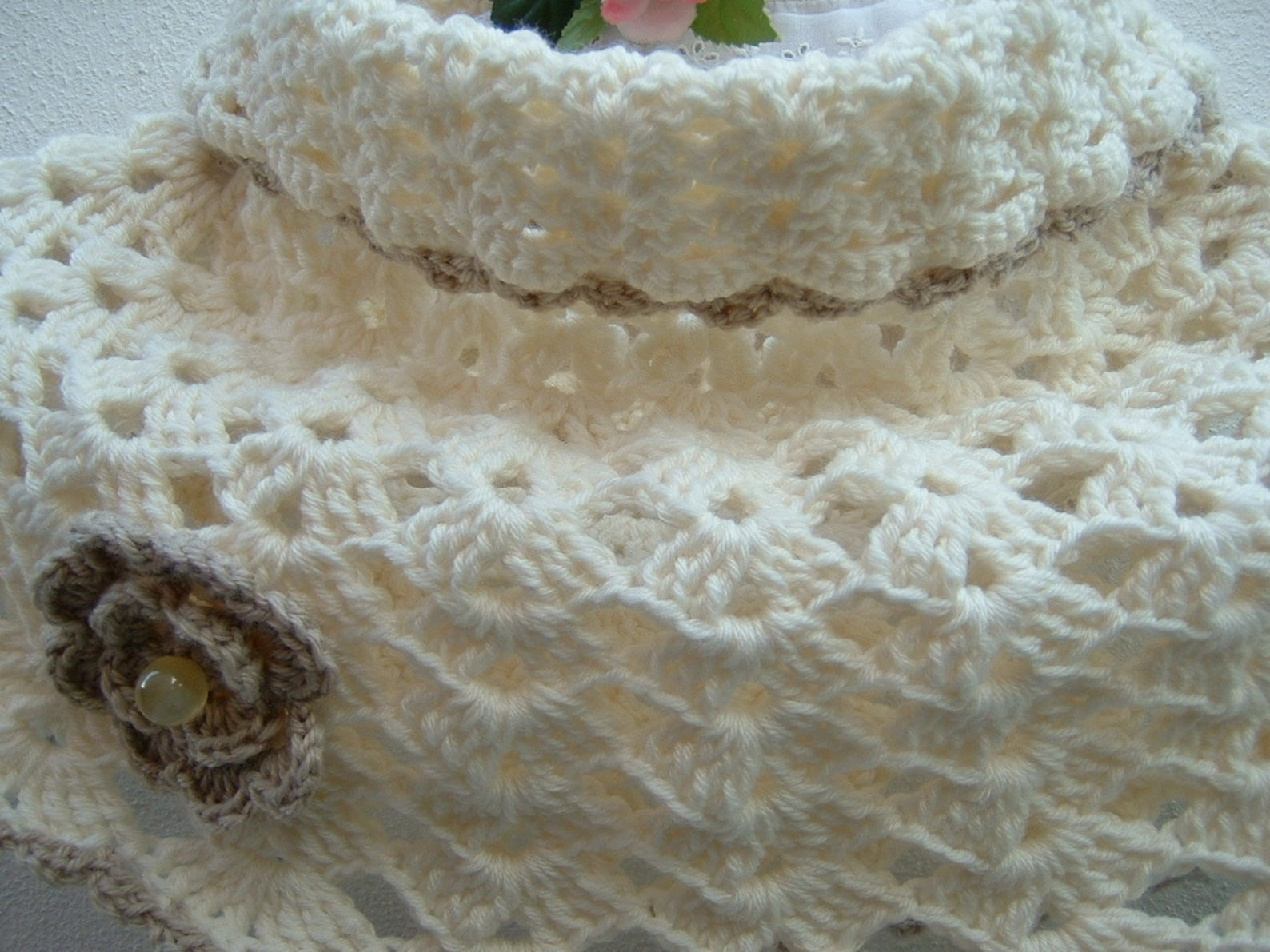 Crochet Wool Shoulder Cover-handmade Neck Warmer in Merino Wool-ivory ...