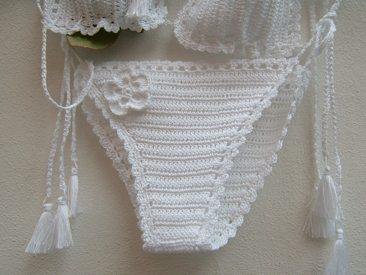 White lace bikini in crochet-crochet cotton Swimsuit-triangle Bikini ...