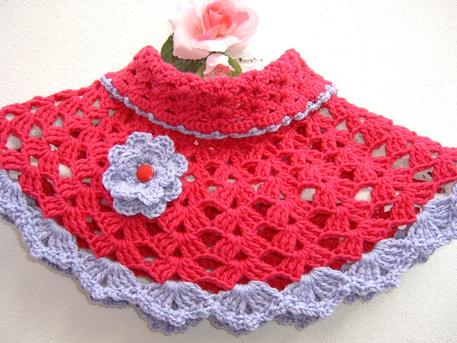 Crochet Wool Shoulder Cover-handmade Neck Warmer in Merino Wool-fuchsia ...