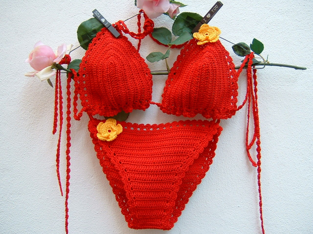 Red Crochet Monokini
