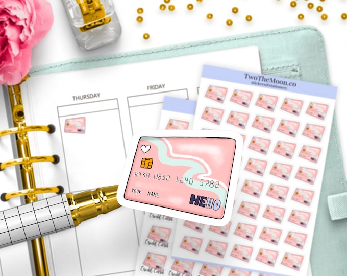 Happy Credit Card Monthly Reminder Tracker Cute Kawaii Planner Stickers ...