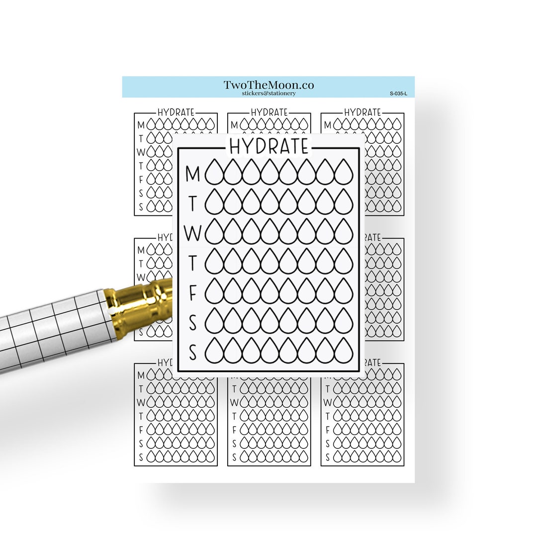 Weekly Hydration Tracker Neutral Line Quarter Box Planner Stickers - Etsy