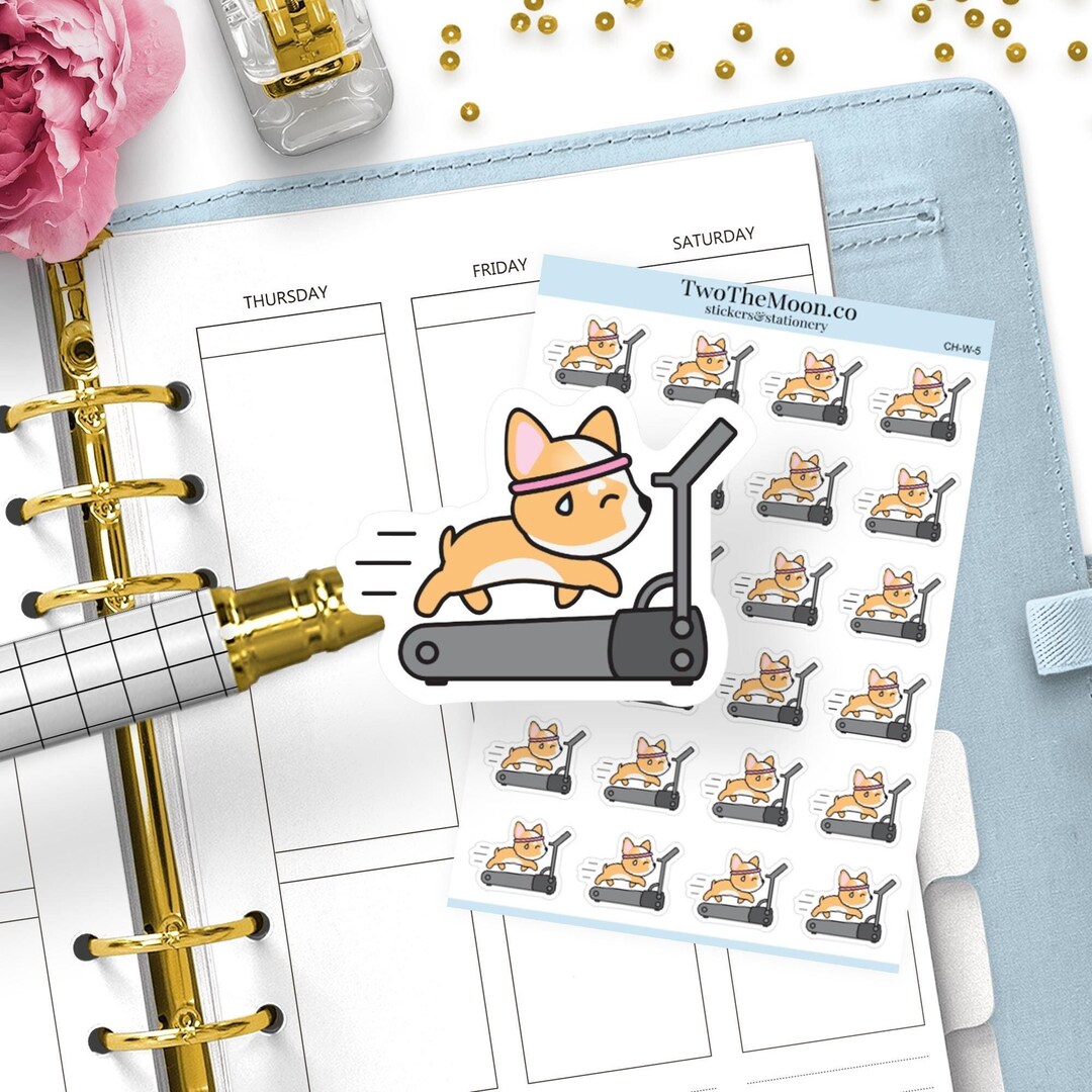 Winston Corgi Treadmill Cardio Planner Stickers: Functional Task Icons ...