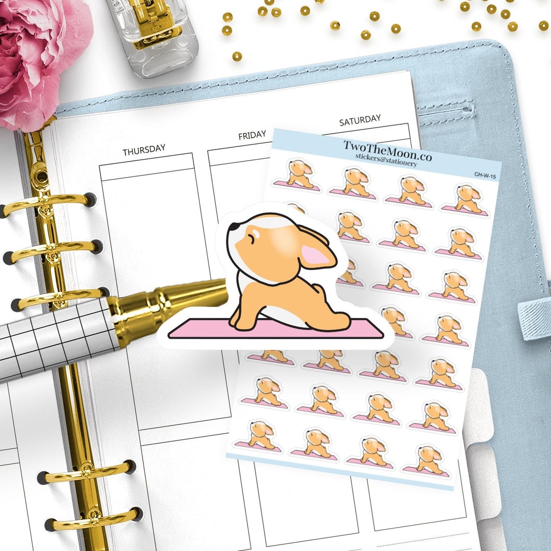 Winston Corgi Stretching Stickers | Cute Icon Functional Planner ...