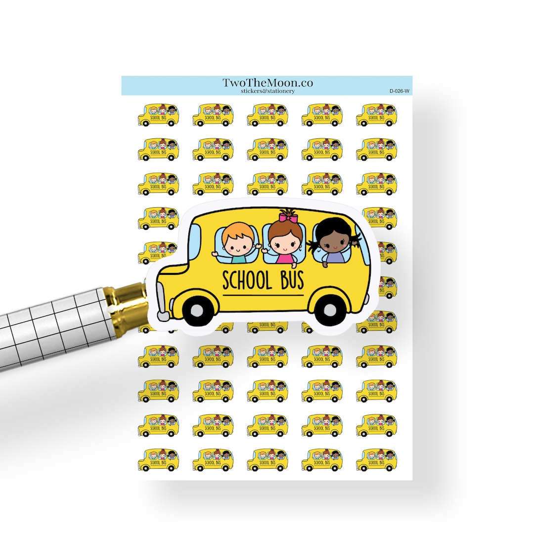 School Bus Neutral Doodle Planner Stickers / Icon Functional Planner ...