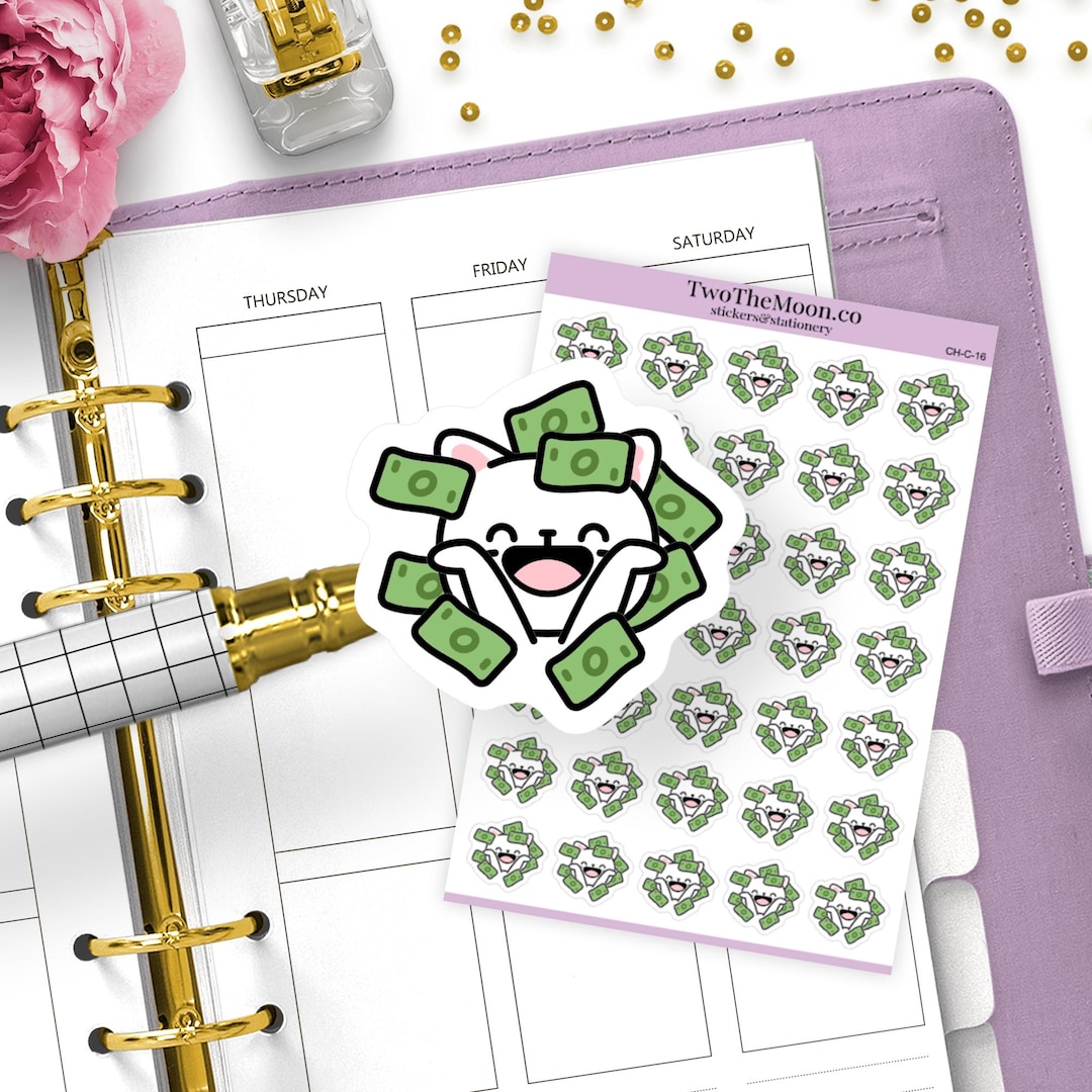 Cutie Cat Getting Paid Paycheck Salary Planner Stickers: Functional ...