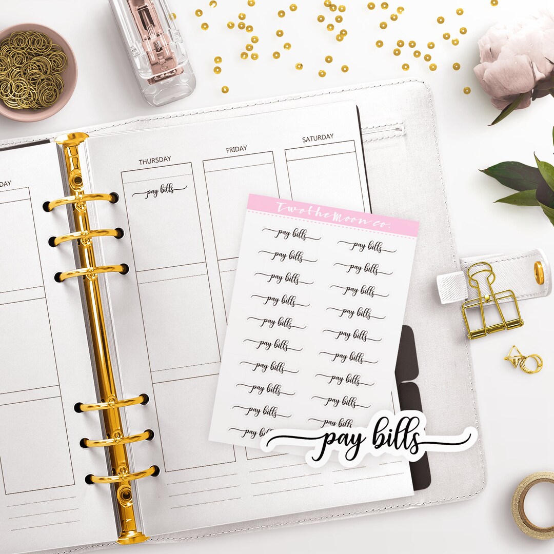 Pay Bills Planner Stickers / Functional Planner Stickers / Bullet ...