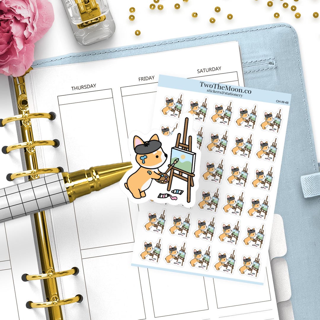 Winston Corgi Painting Creative Art Planner Stickers: Functional Task ...