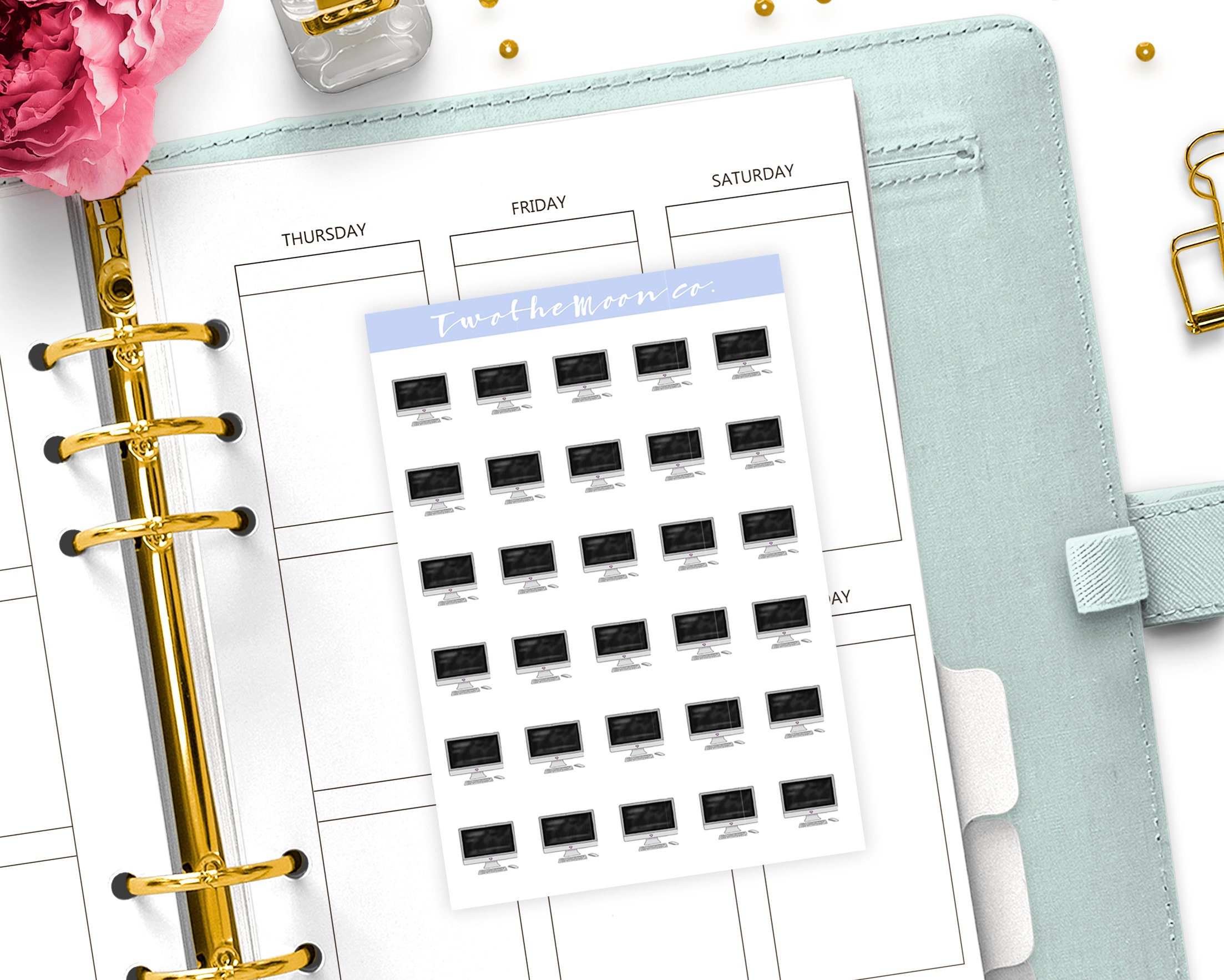 Work Planner Stickers, Functional Office or Remote Day Icons ...