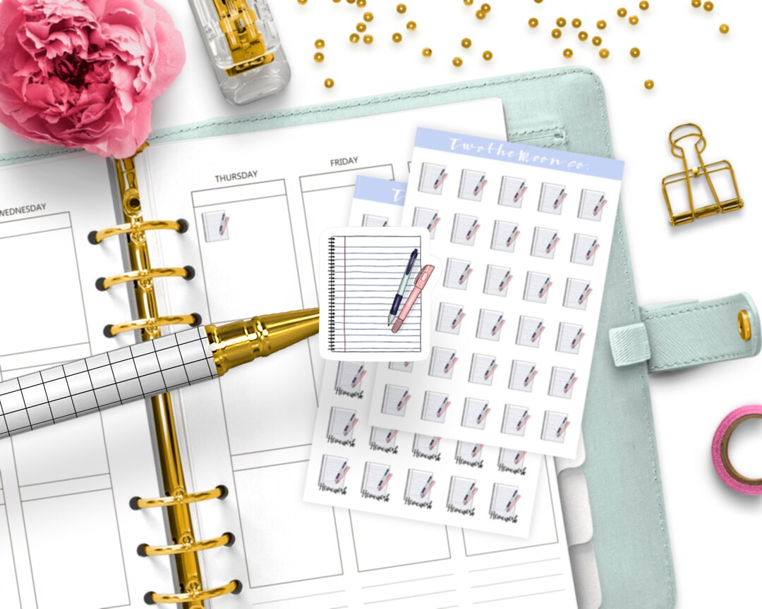 Homework Stickers / Icon Functional Planner Stickers / Bullet - Etsy