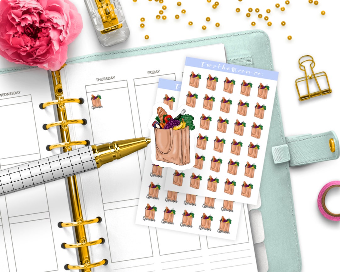 Groceries Stickers / Icon Functional Planner Stickers / Bullet Journal ...