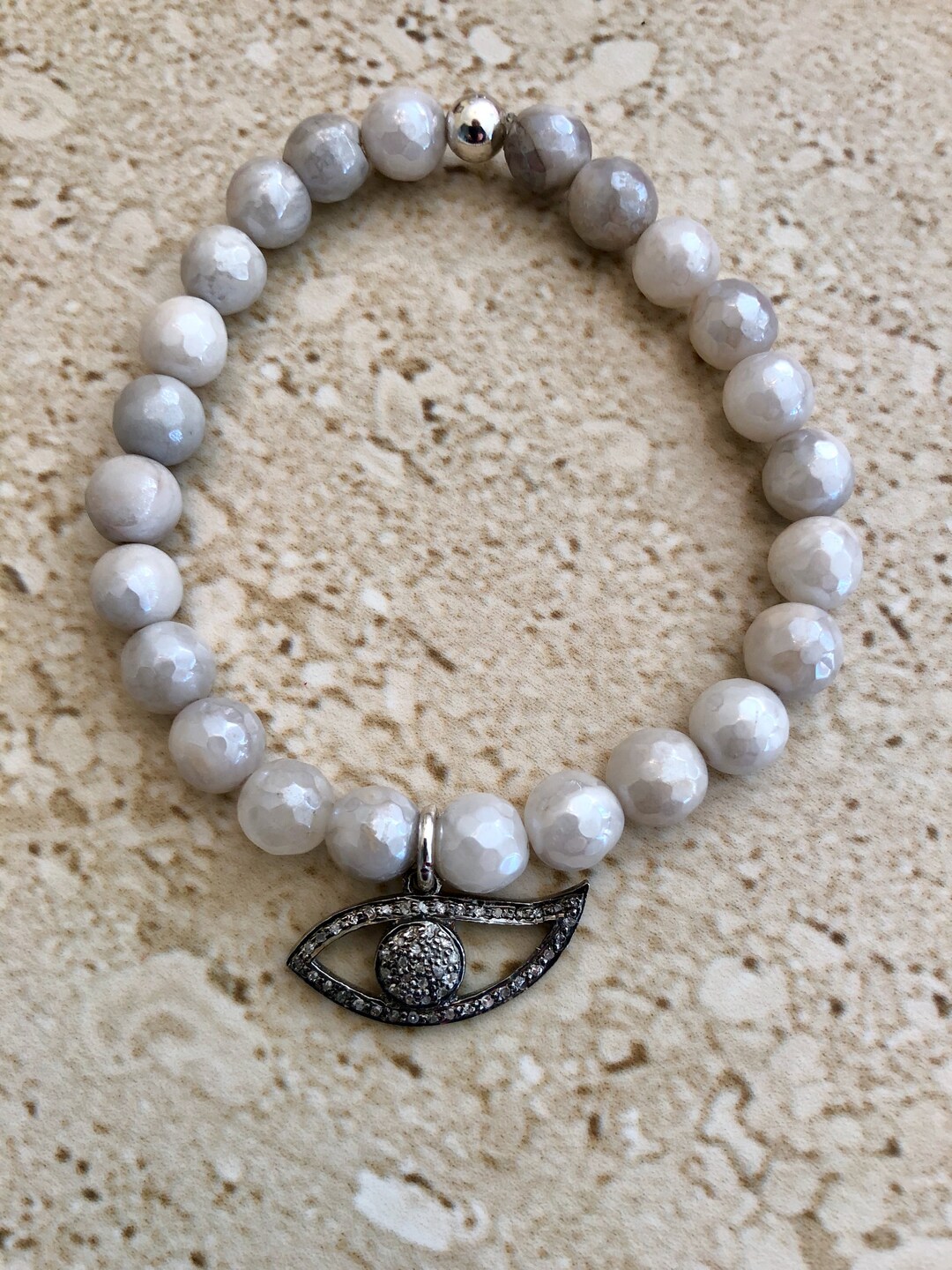 Evil Eye Bracelet Third Eye Bracelet Mystic White Agate Diamond Evil ...