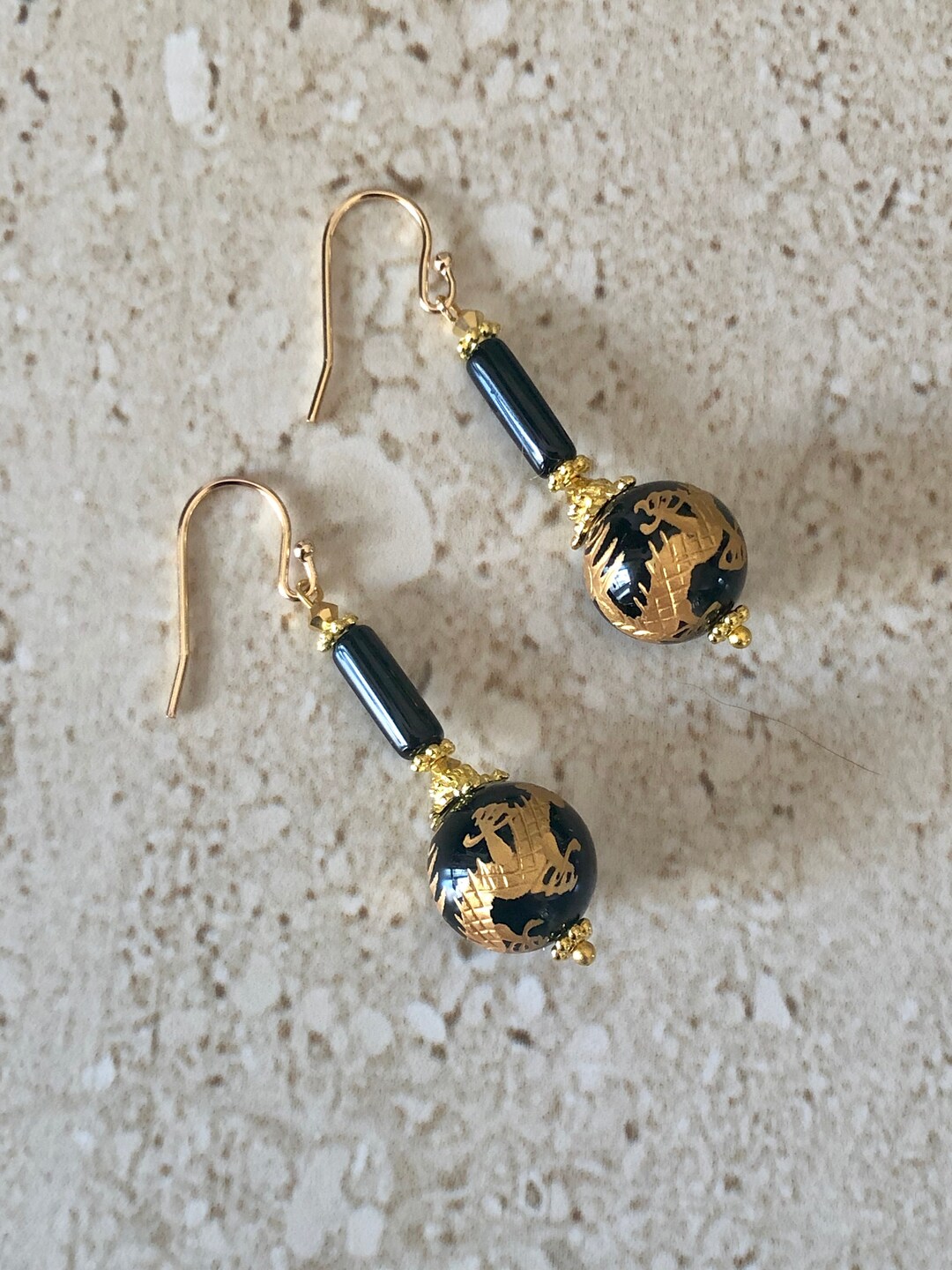 Dragon Ball Earrings Dragon Earrings Dragon Dangle Earrings Black and ...